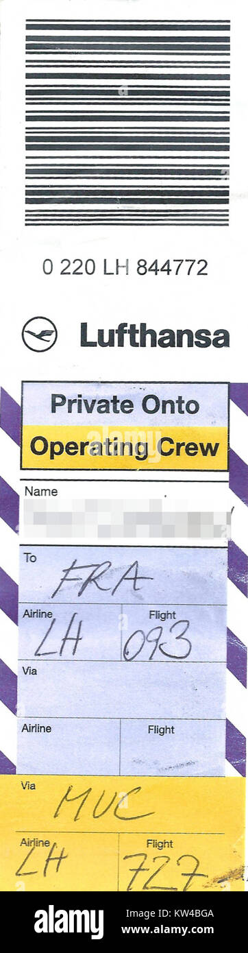 This Lufthansa bag tag was used by the airline's operating crew in 2017 ...