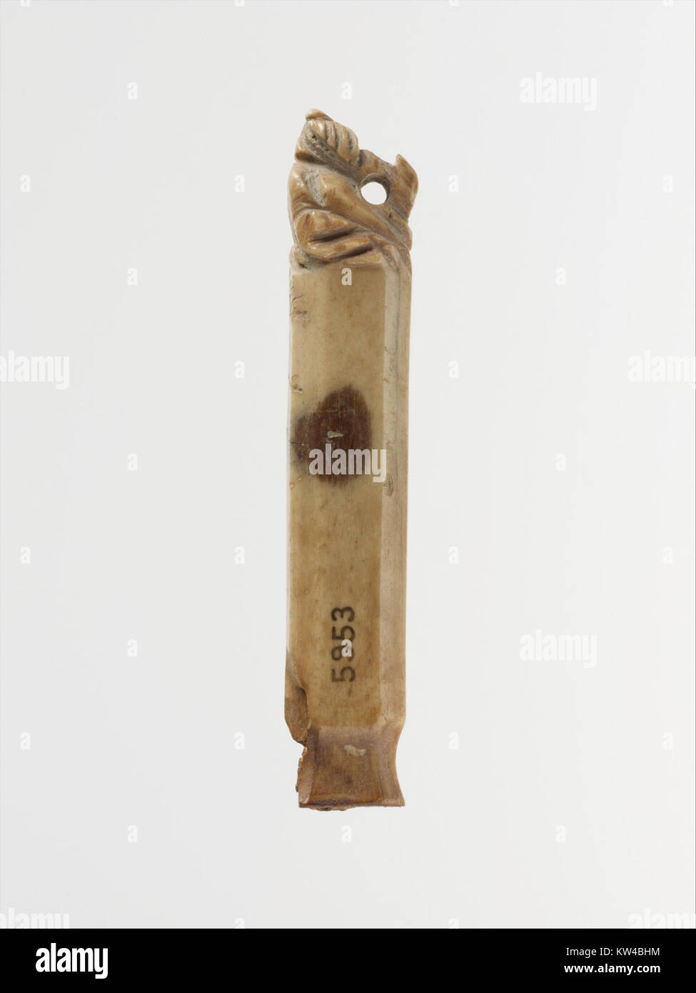 This bone knife handle, part of the collection at the Metropolitan ...