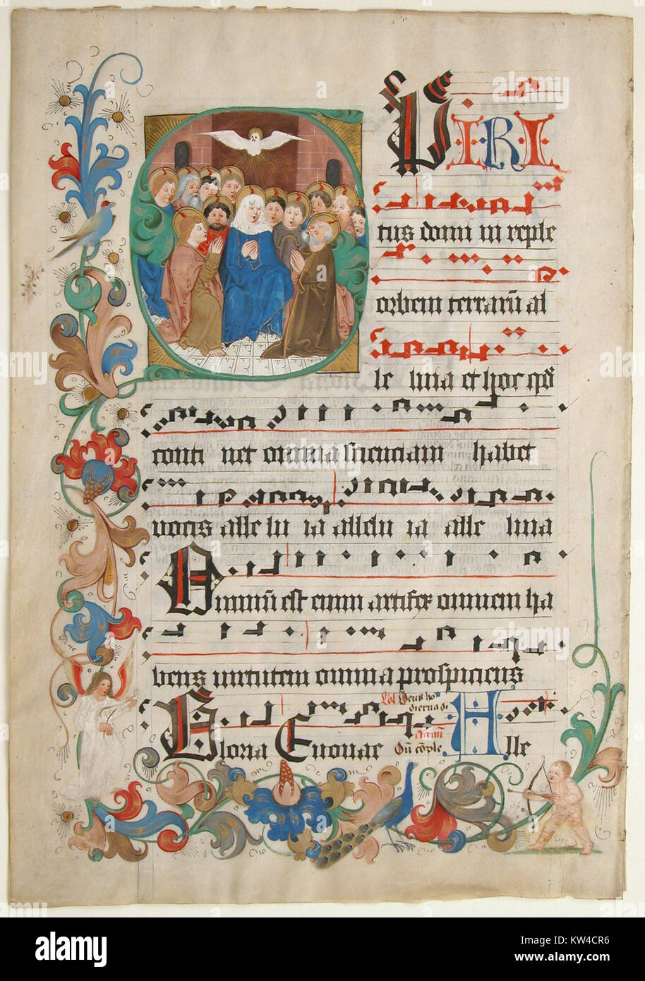 This bifolium, part of a medieval Gradual, is a manuscript page ...