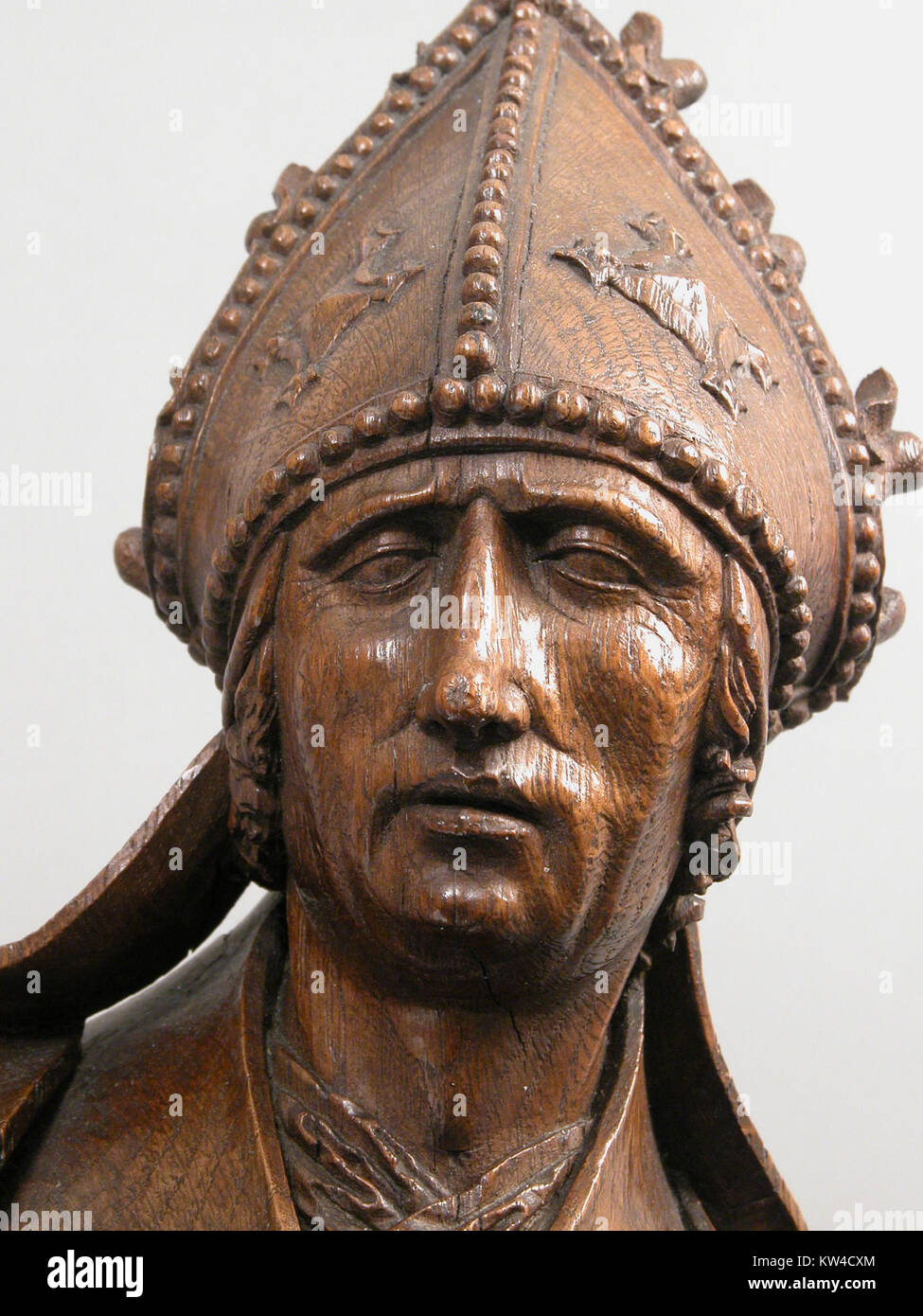 This image depicts a portrait of a bishop from the Metropolitan Museum ...