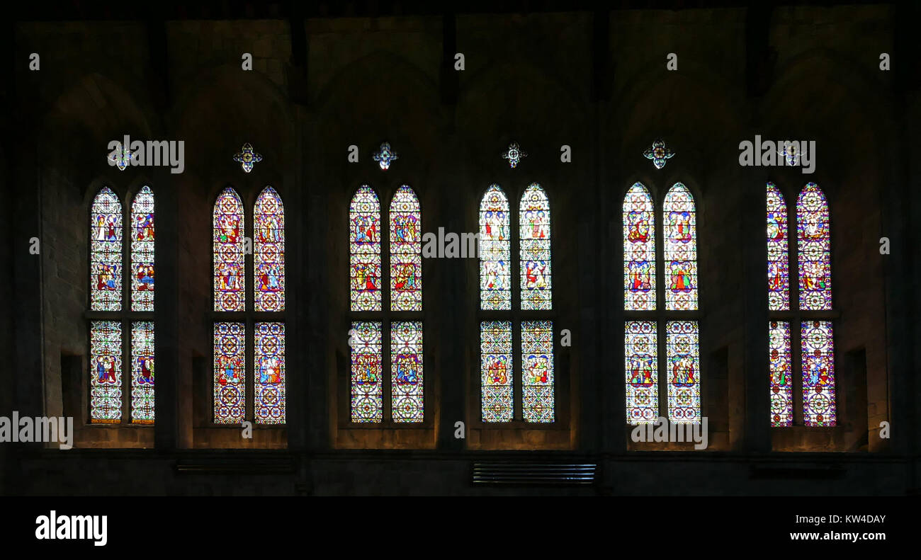 A stained-glass window at Bolton Abbey Anglican Church, depicting ...