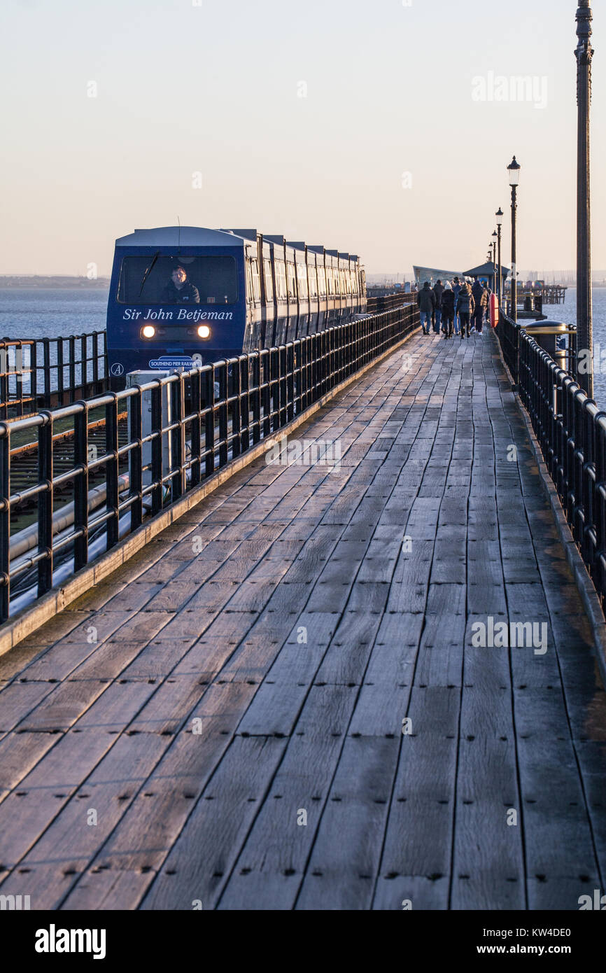 Southend on Sea Pier railway train making a return journey Stock Photo ...