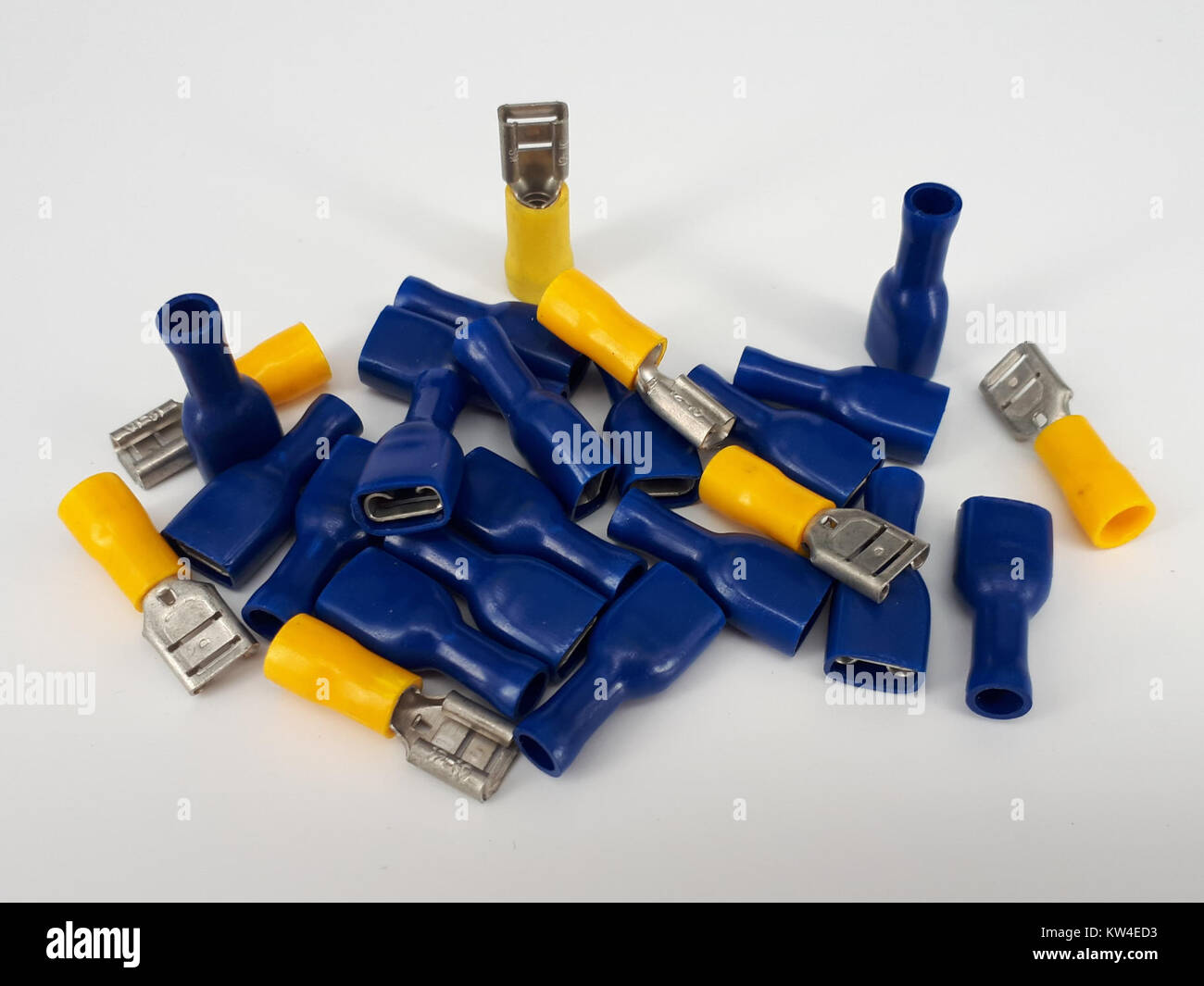 Blue and yellow blade crimp terminals B Stock Photo - Alamy