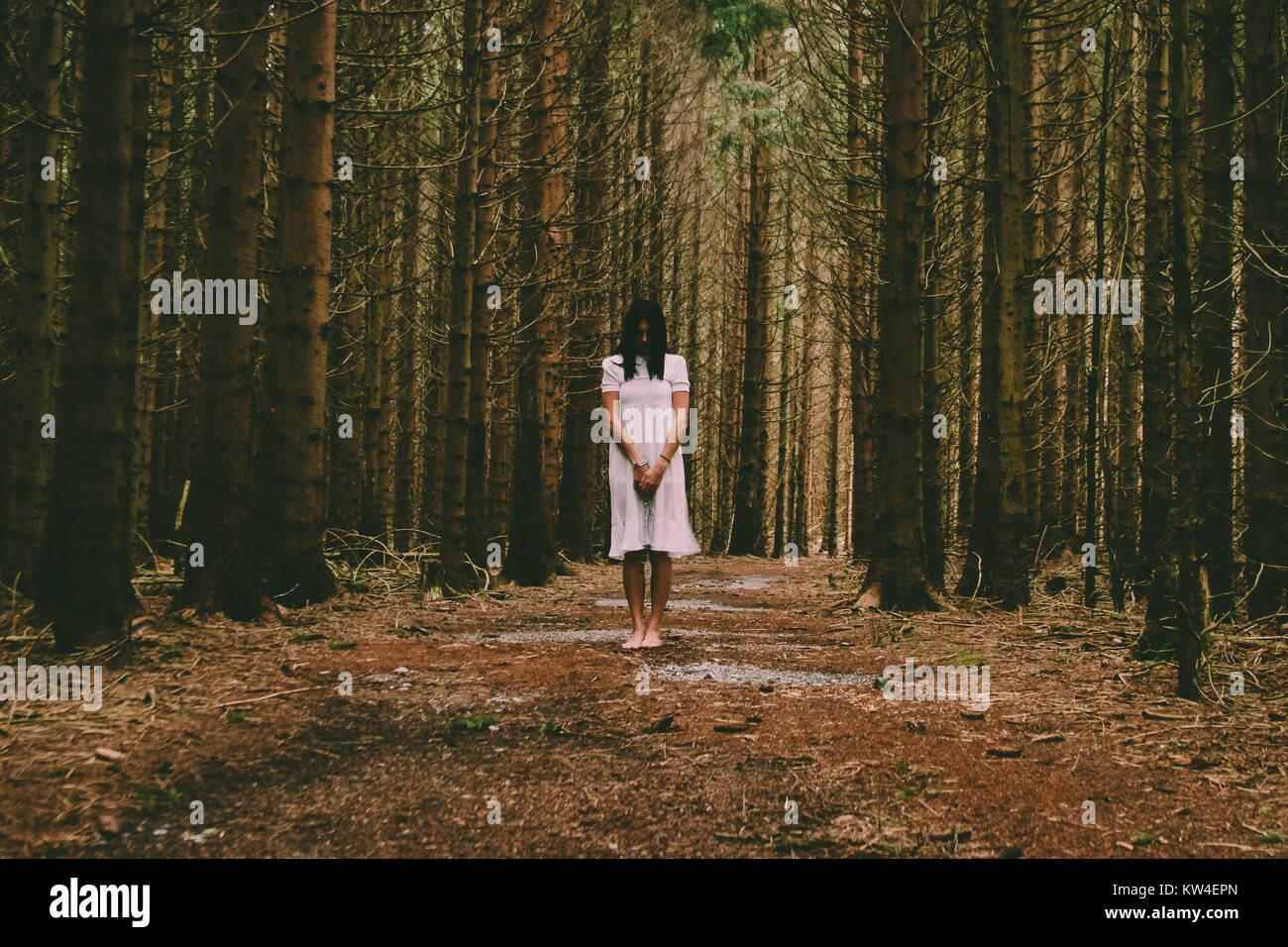 Horror scene of a scary woman Stock Photo - Alamy