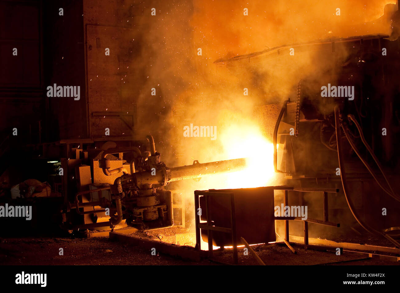 Production of steel in a steel mill - production in heavy industry ...