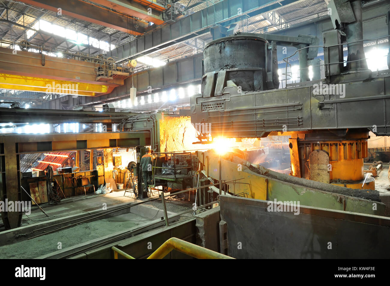 Production of steel in a steel mill - production in heavy industry ...