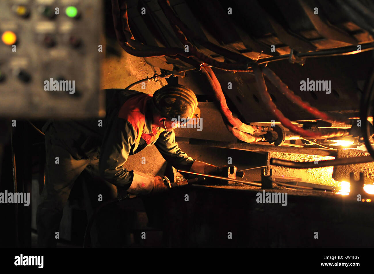 Production of steel in a steel mill - production in heavy industry ...