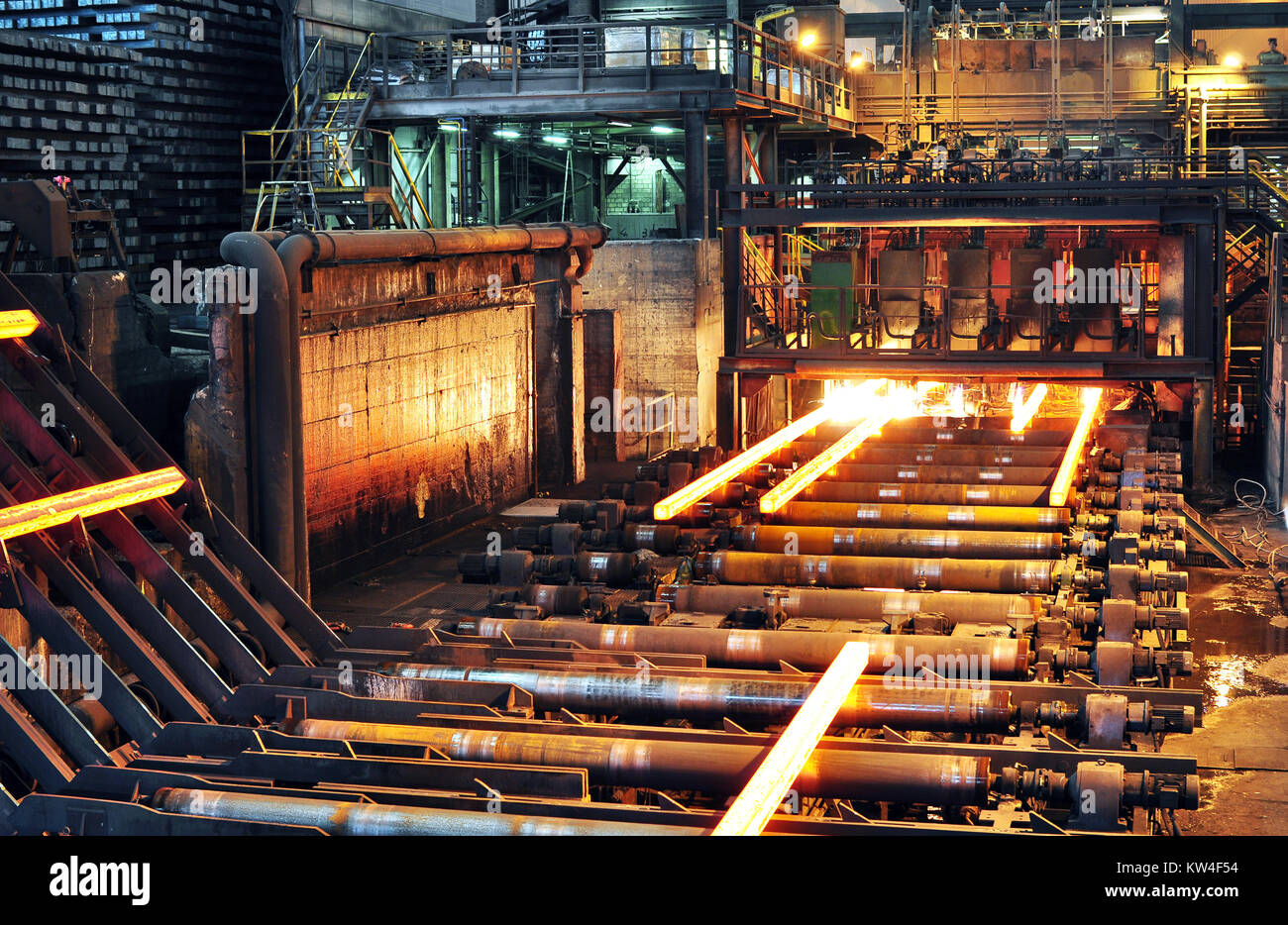 Production of steel in a steel mill - production in heavy industry ...