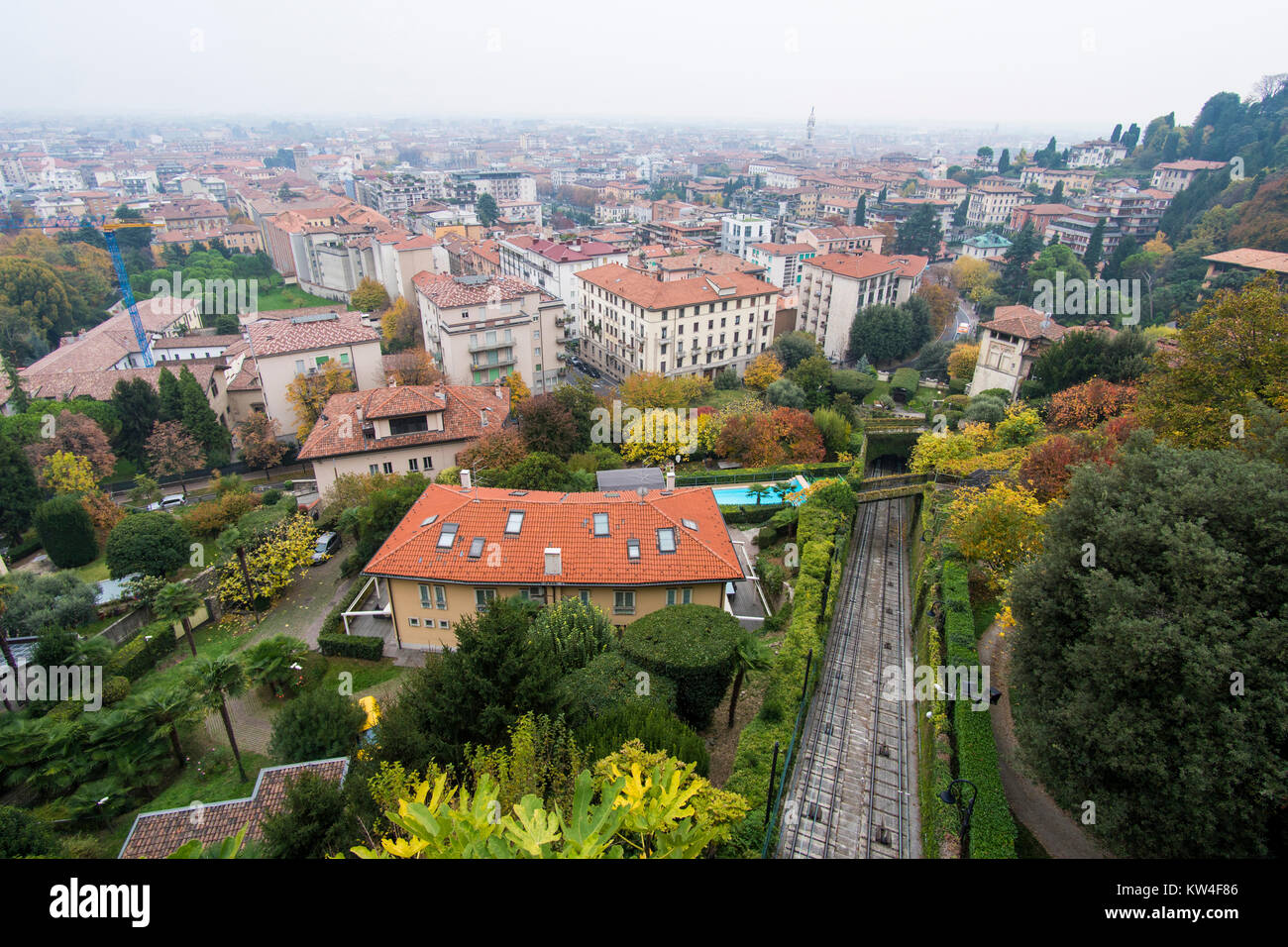 A rooftop view of Bergamo city in Italy Stock Photo - Alamy