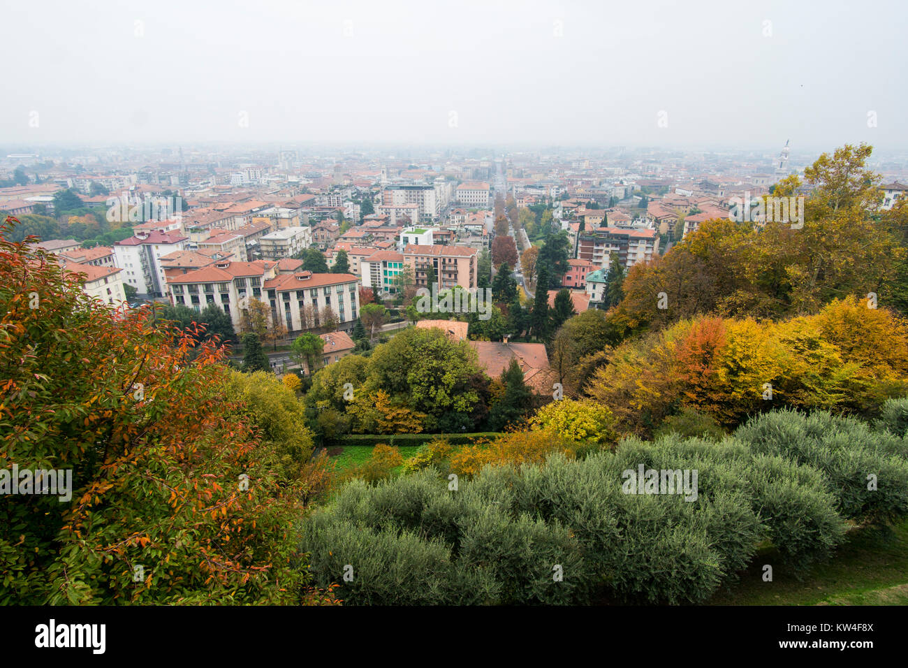 A rooftop view of Bergamo city in Italy in autumn Stock Photo - Alamy