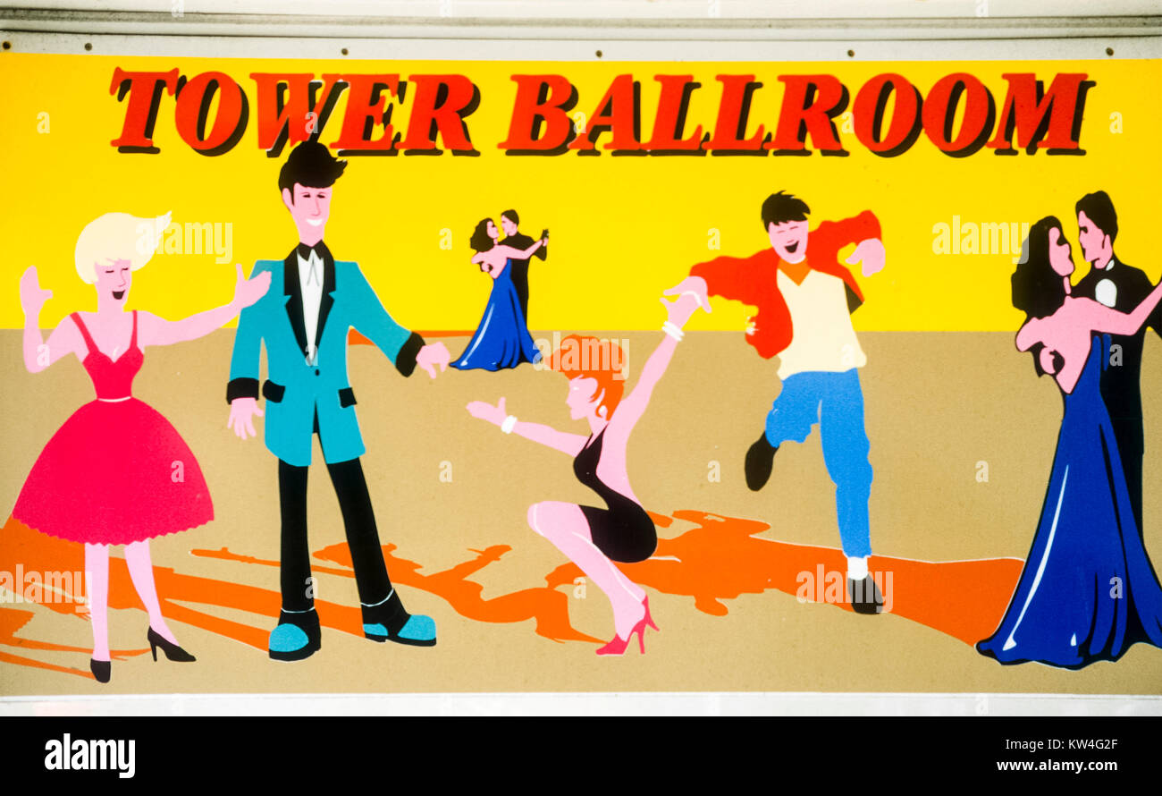 Sign advertising the Tower Ballroom dancing in Blackpool Stock Photo ...