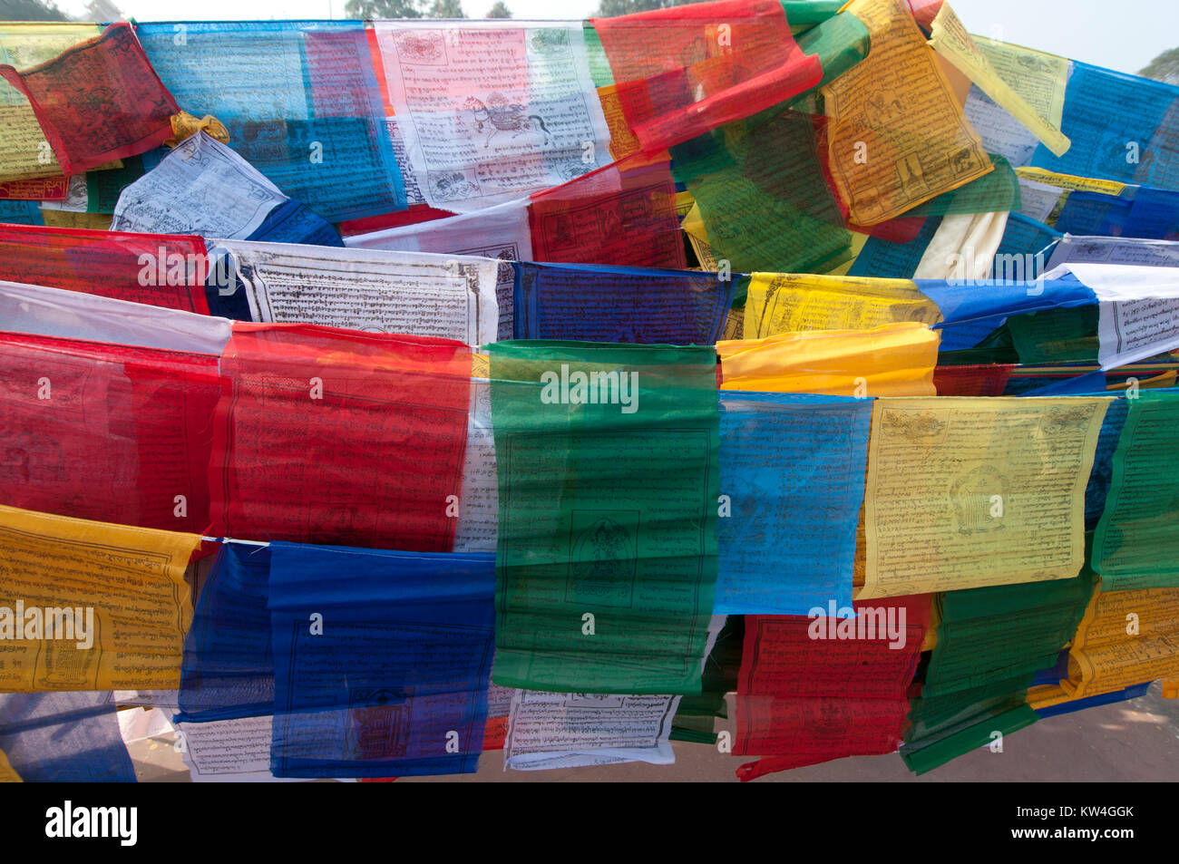India. Bihar. Bodhgaya.Tibetan Prayer flags Stock Photo - Alamy