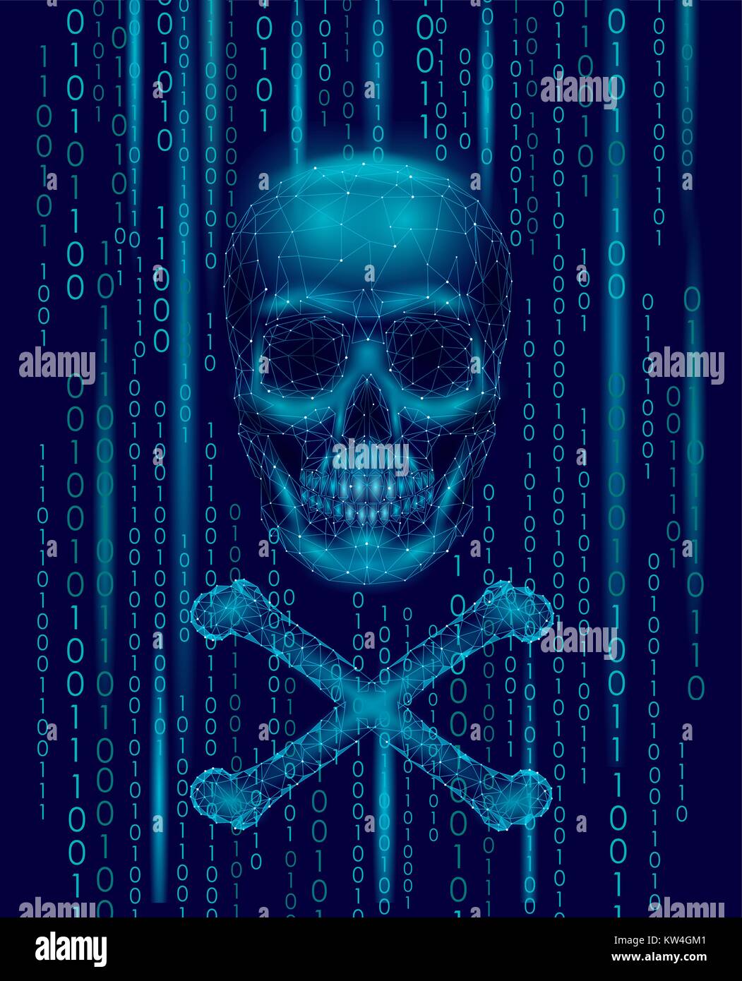 Blue hacker attack background skull Stock Vector Images - Alamy