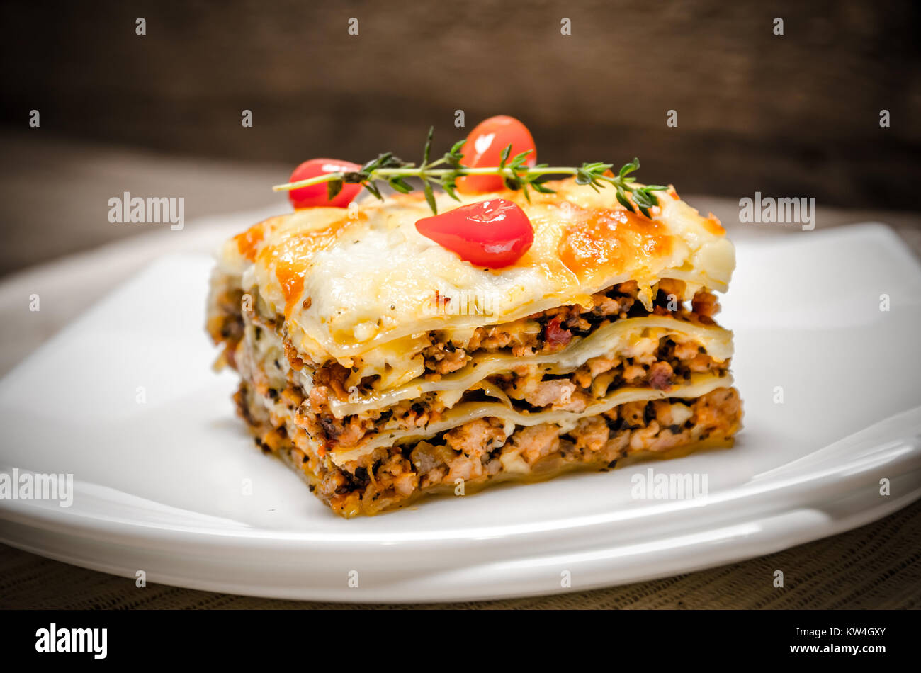 Portion of lasagna Stock Photo - Alamy