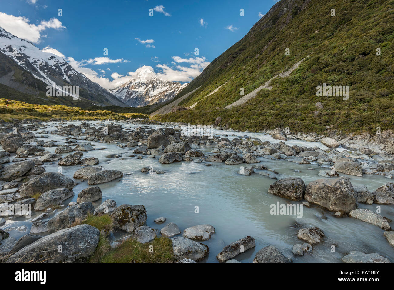 Mount cook highest mountain in the mount cook national park hi-res ...