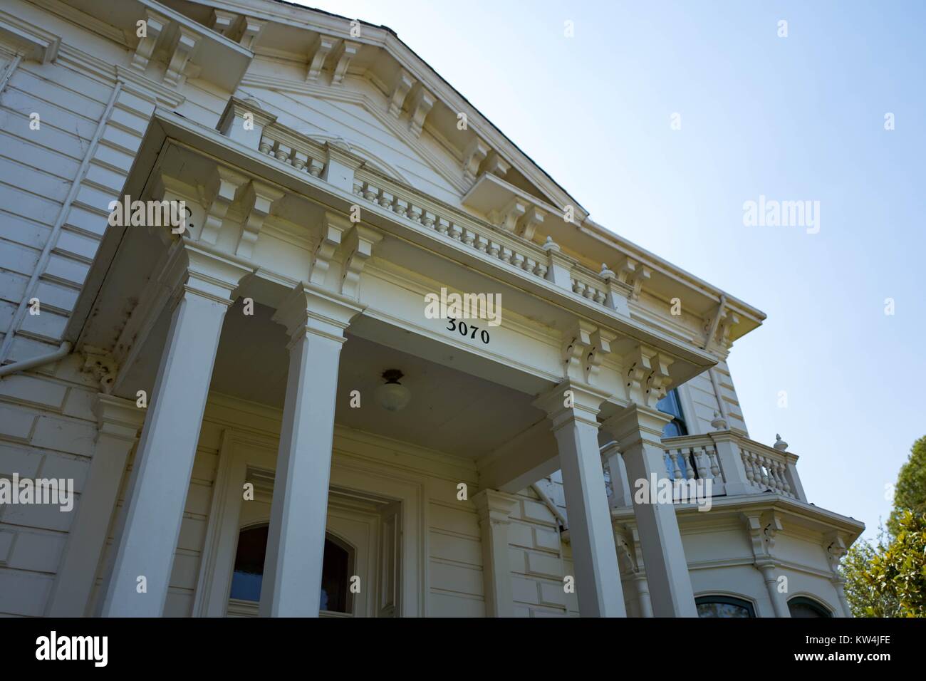 Front view of faceade of the Rengstorff House, a restored Victorian ...