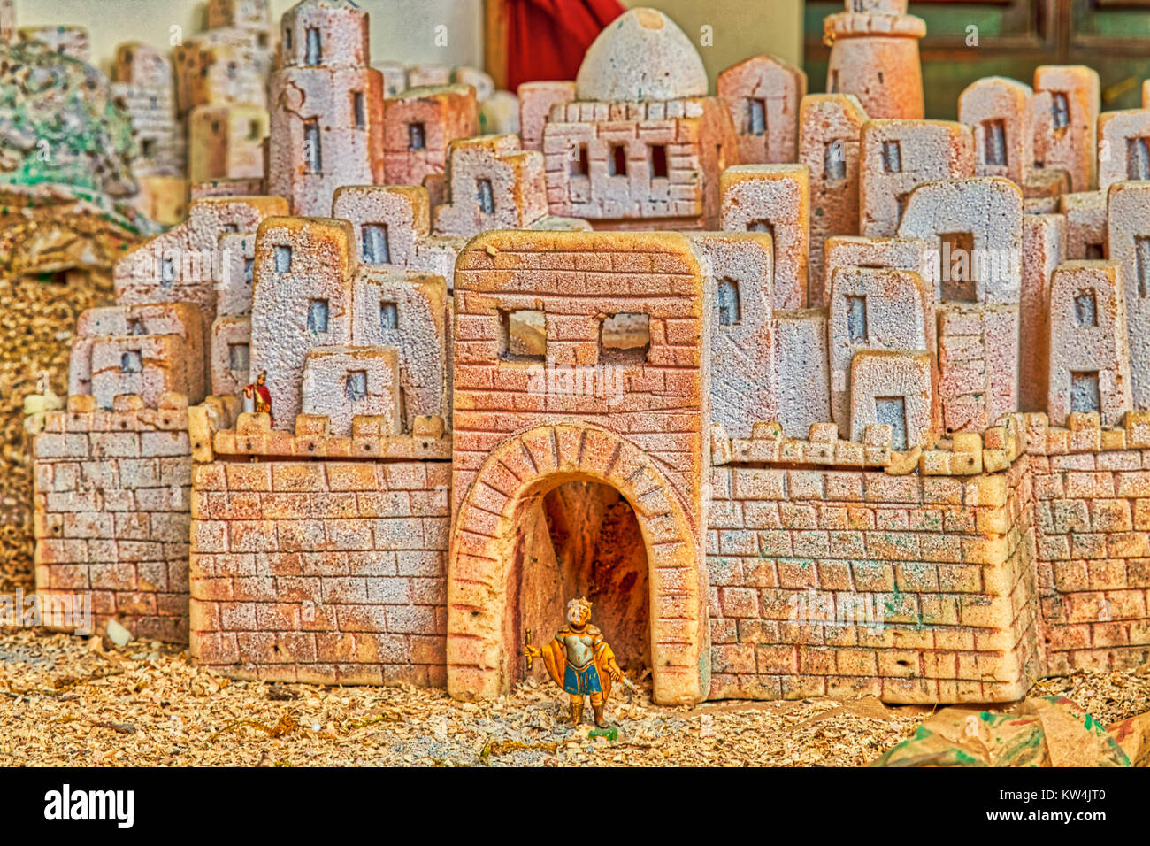 Details of houses of village in Christmas Nativity scene Stock Photo ...