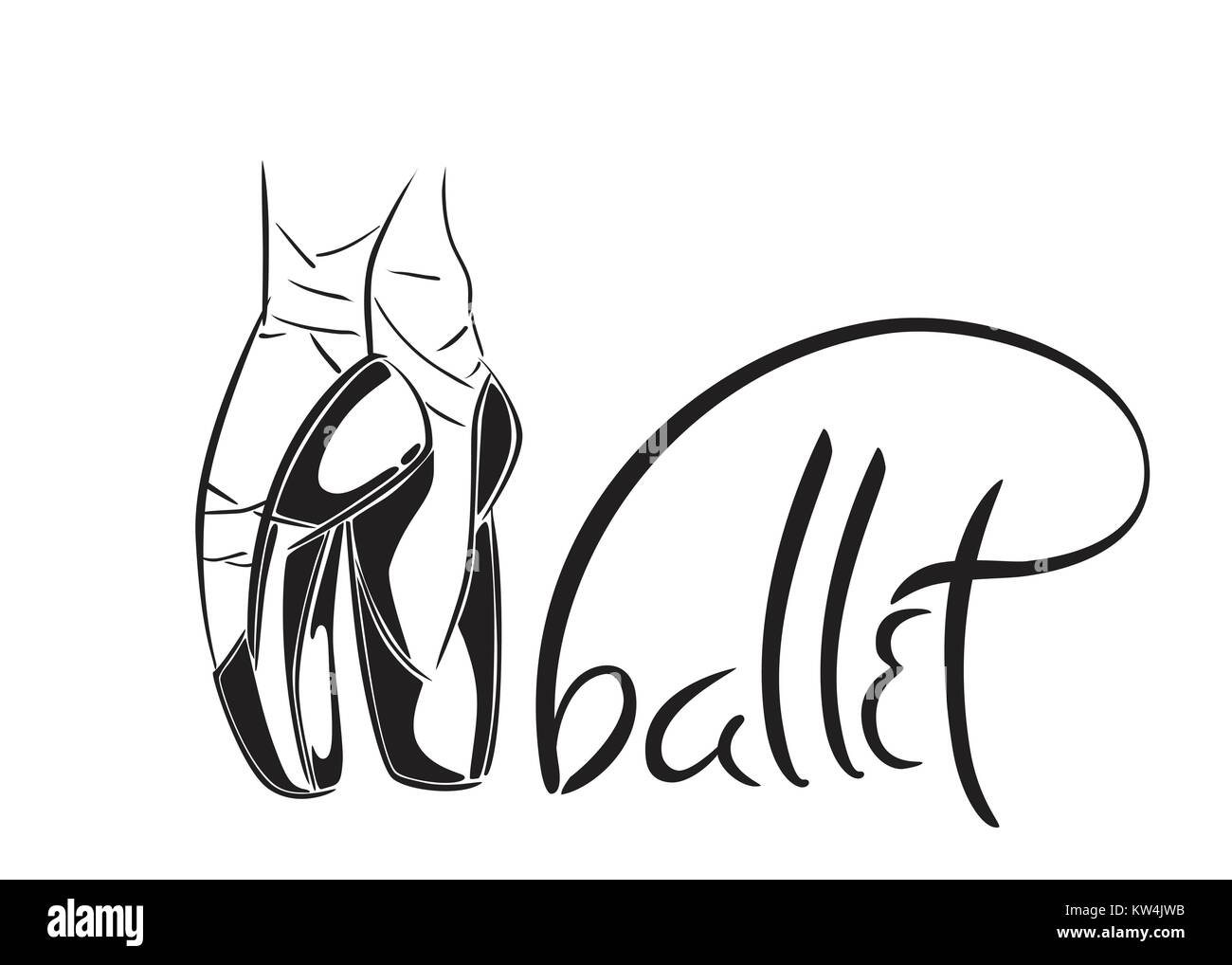 Hand drawn old style lettering of word Ballet. Vector illustration with ...