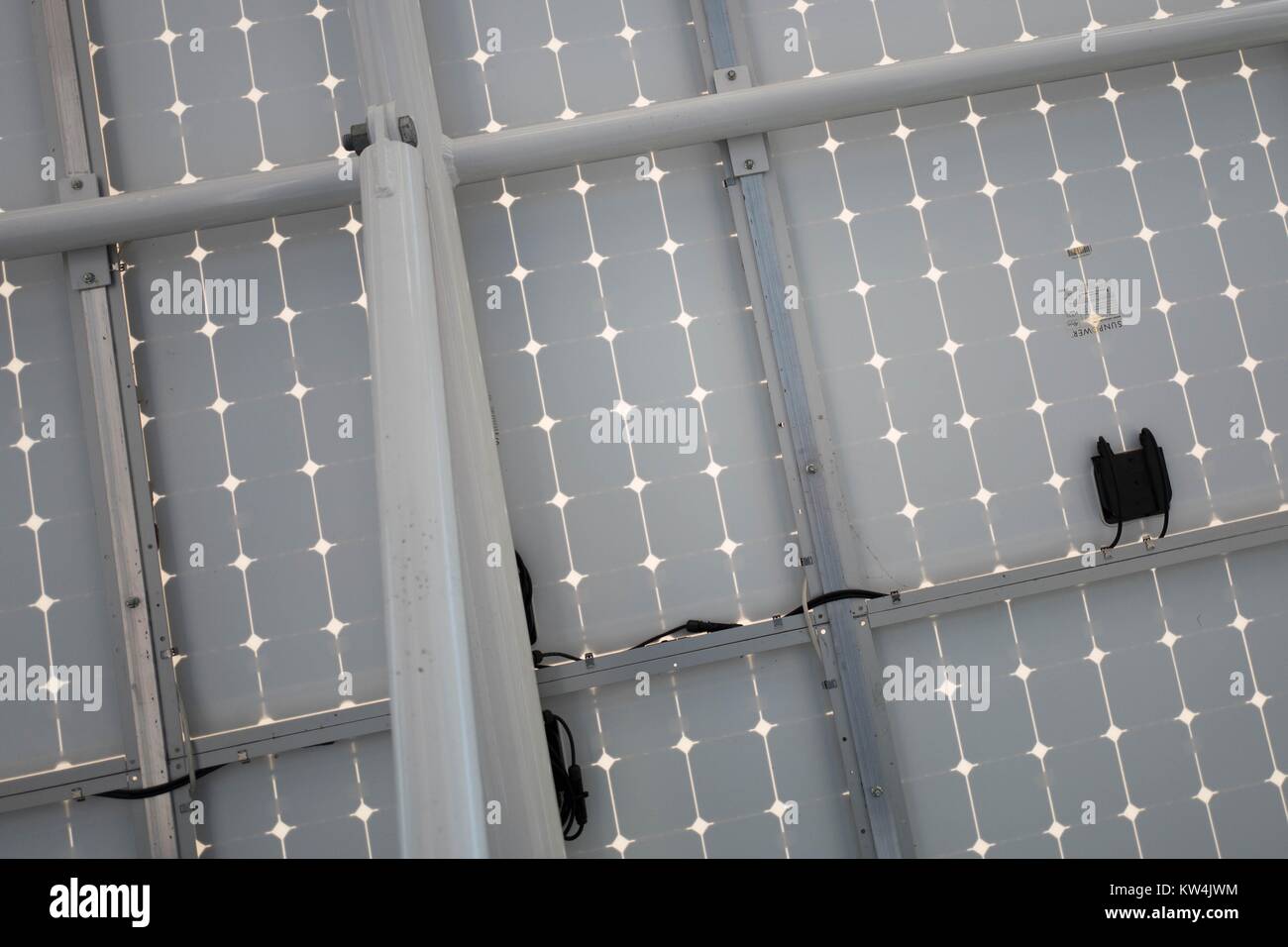 Underside of a solar panel array at the Googleplex, headquarters of the ...
