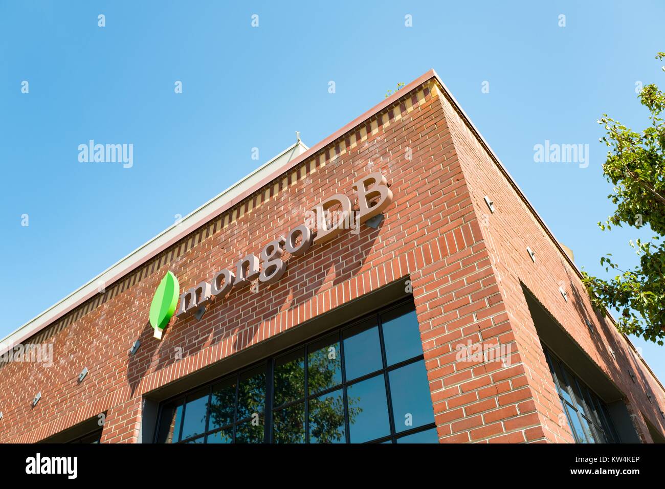Logo and signage on a sunny day at the headquarters of document ...