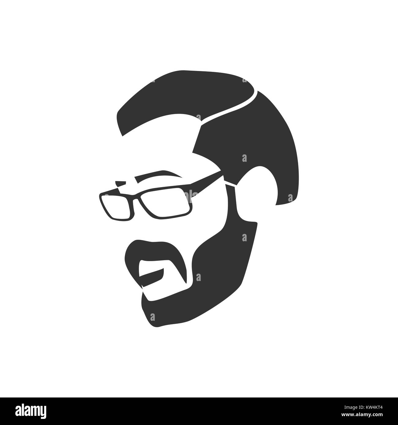 Bearded hipster face black silhouette. Vector illustration Stock Photo ... Bearded hipster face black silhouette. Vector illustration Stock Photo ...