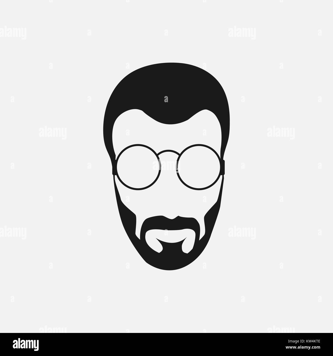 Bearded hipster face black silhouette. Vector illustration Stock Photo ... Bearded hipster face black silhouette. Vector illustration Stock Photo ...