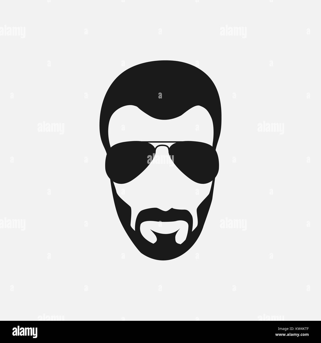 Bearded hipster face black silhouette. Vector illustration Stock Photo ... Bearded hipster face black silhouette. Vector illustration Stock Photo ...
