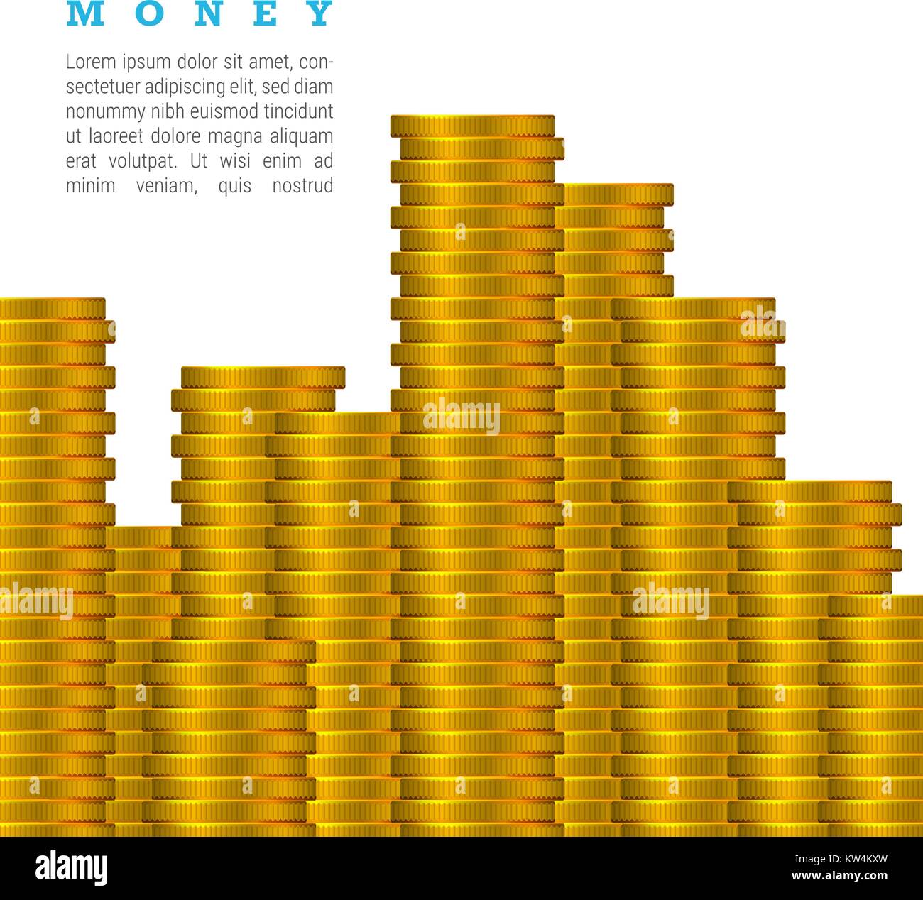 Vector Gold Coins Stack Isolated on a White Background with Text. Much ...