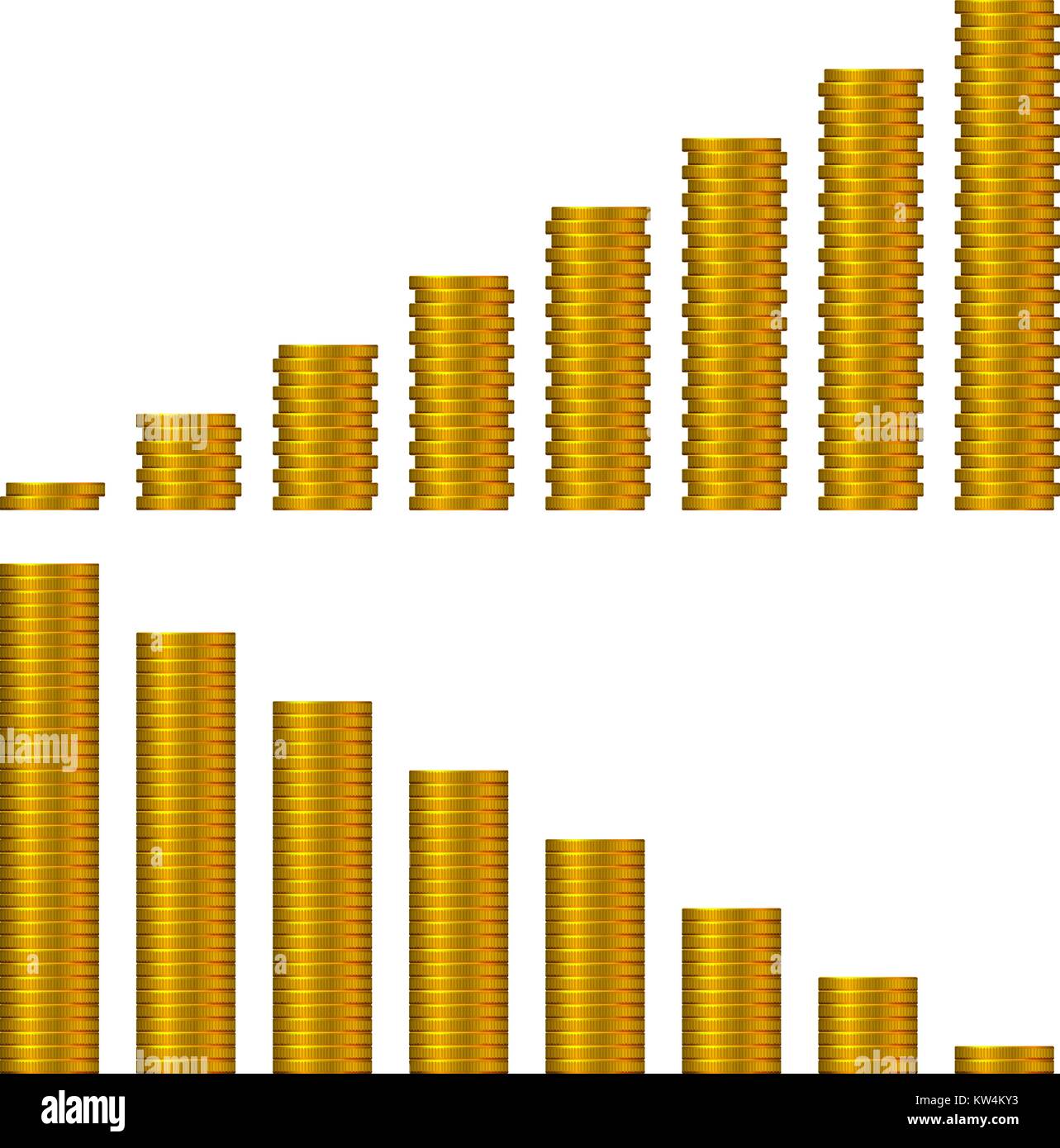 Graph of Golden Coins Stacks Isolated on White Stock Vector Image & Art ...