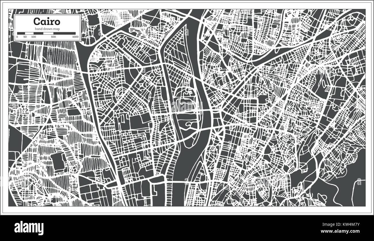 Cairo Egypt City Map in Retro Style. Vector Illustration. Outline Map ...