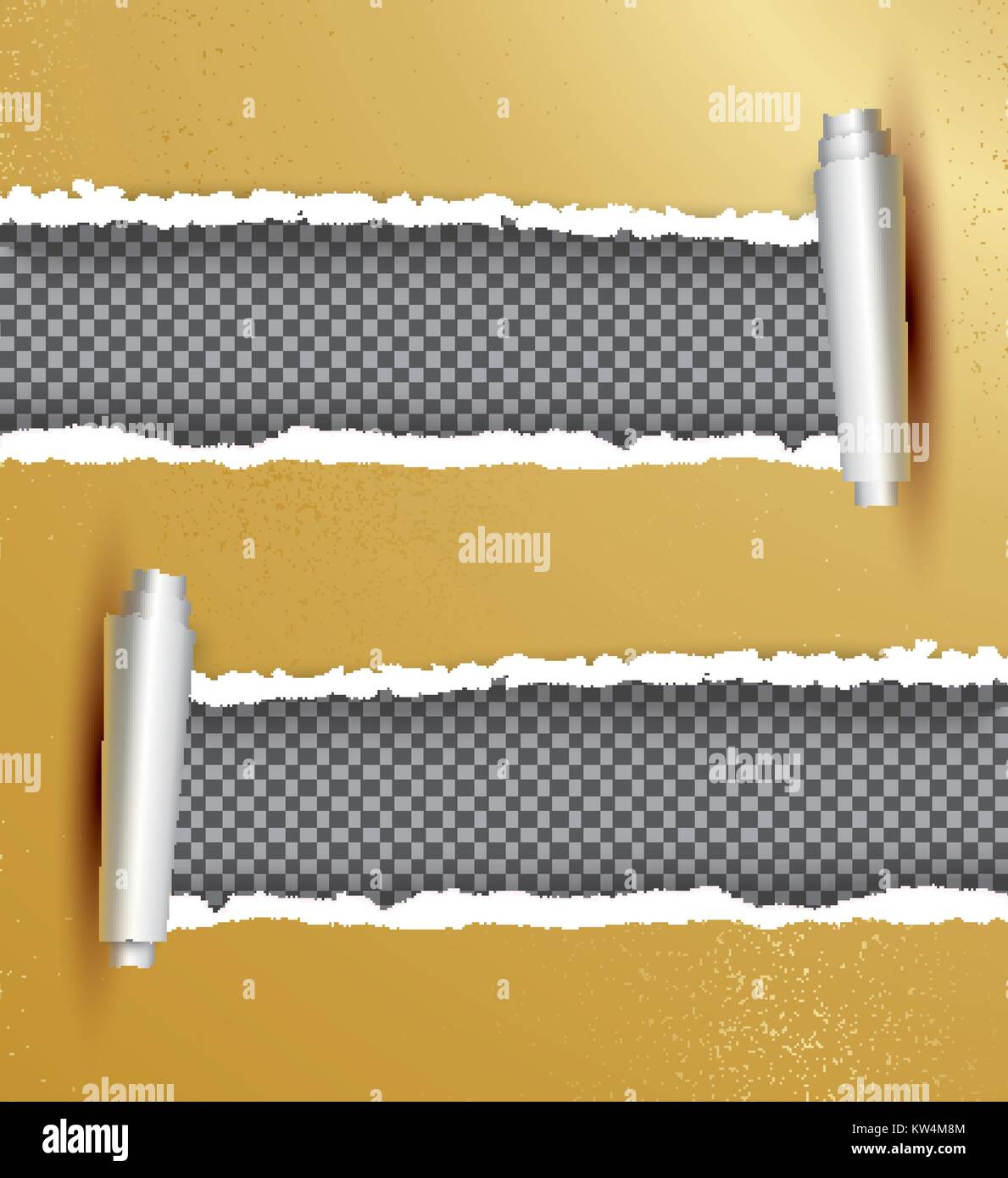 Realistic Golden Torn Open Paper with Copy Space. Vector Illustration ...