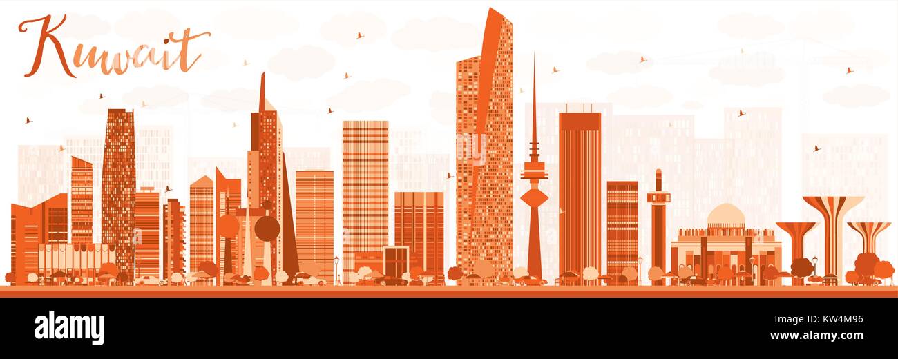 Abstract Kuwait City Skyline with Color Buildings. Vector Illustration ...