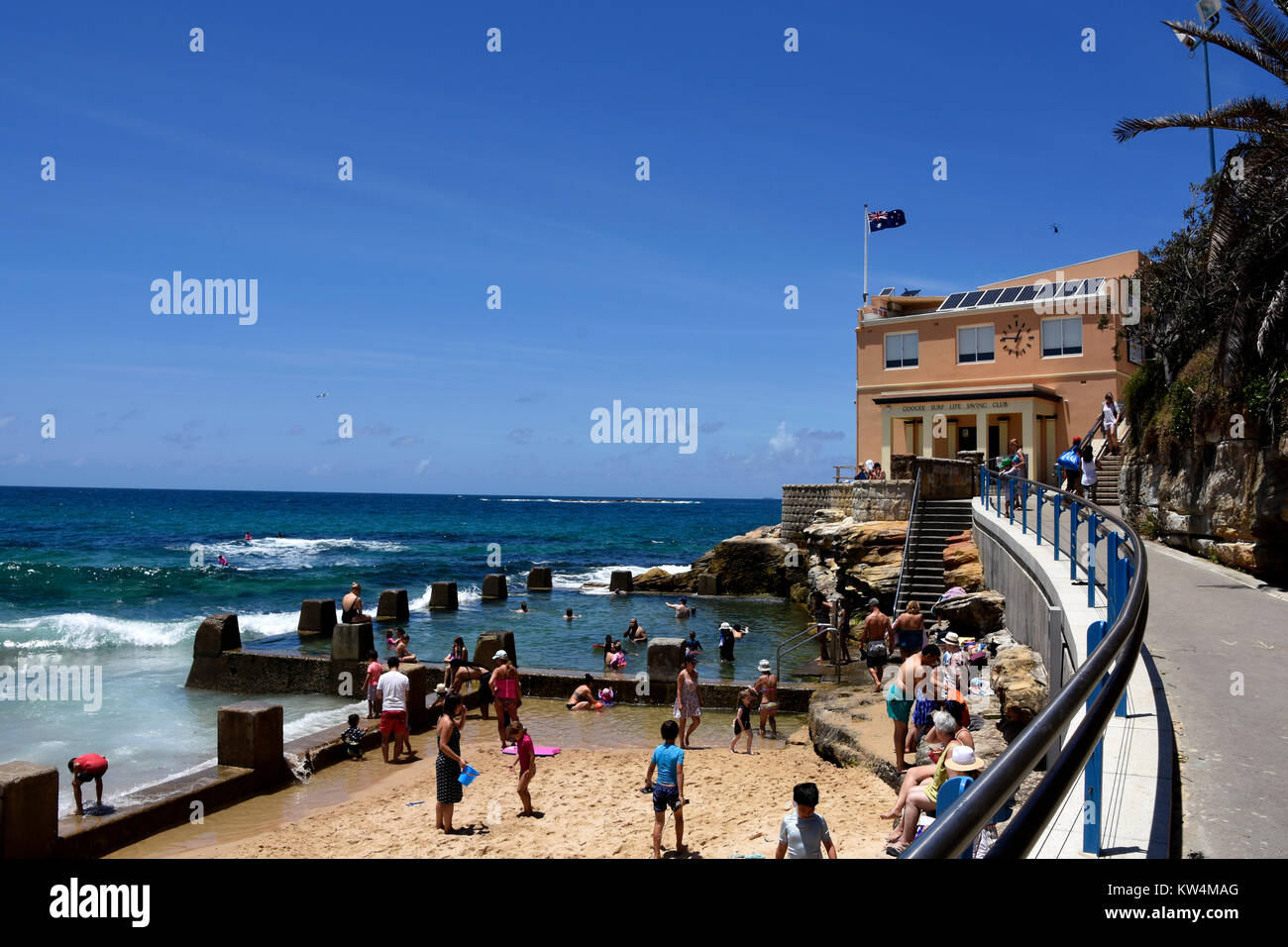 Coogee Bay, Beach and Cliffs with Natural swimming Baths Stock Photo ...