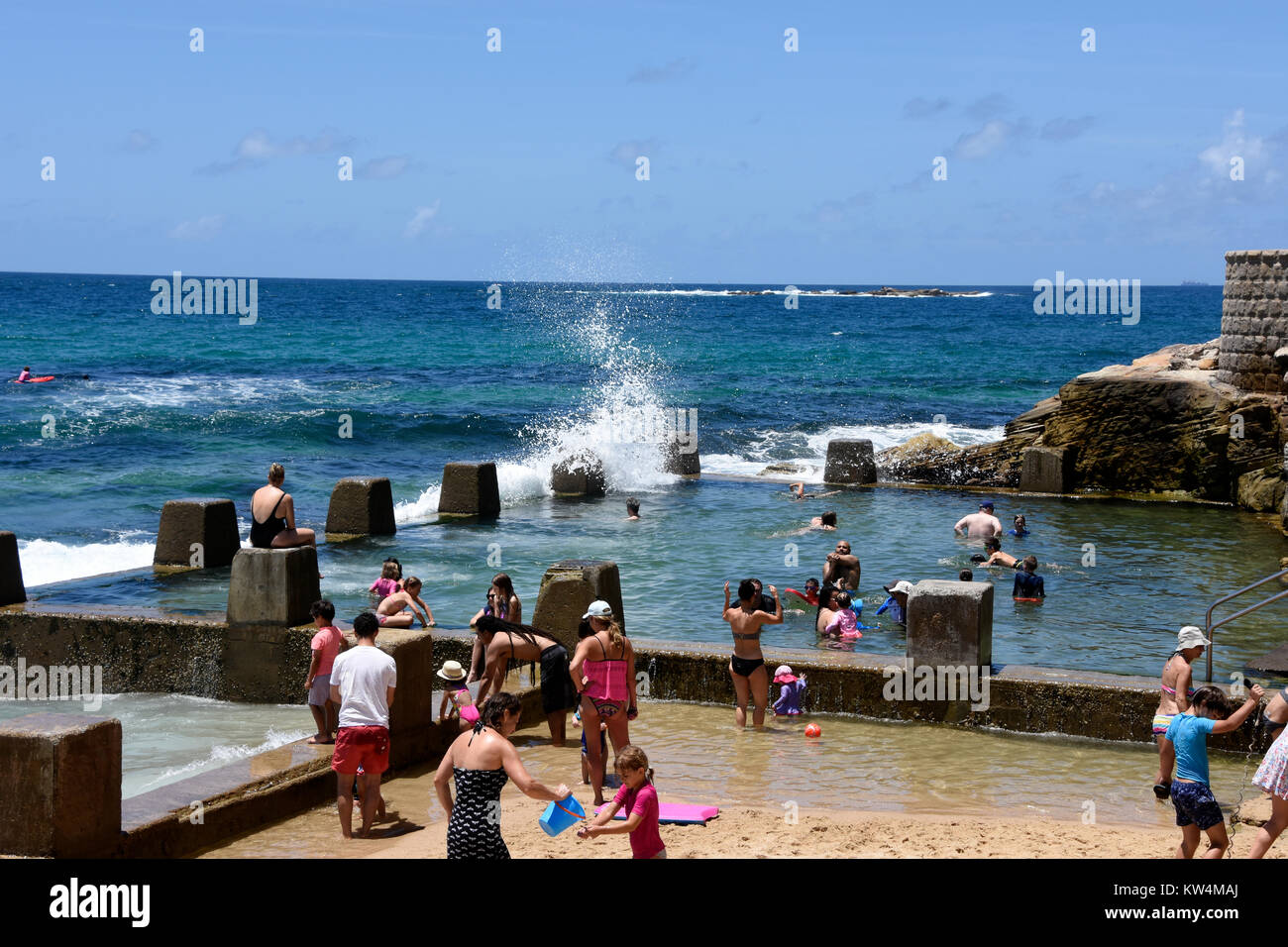 Coogee Bay, Beach and Cliffs with Natural swimming Baths Stock Photo ...