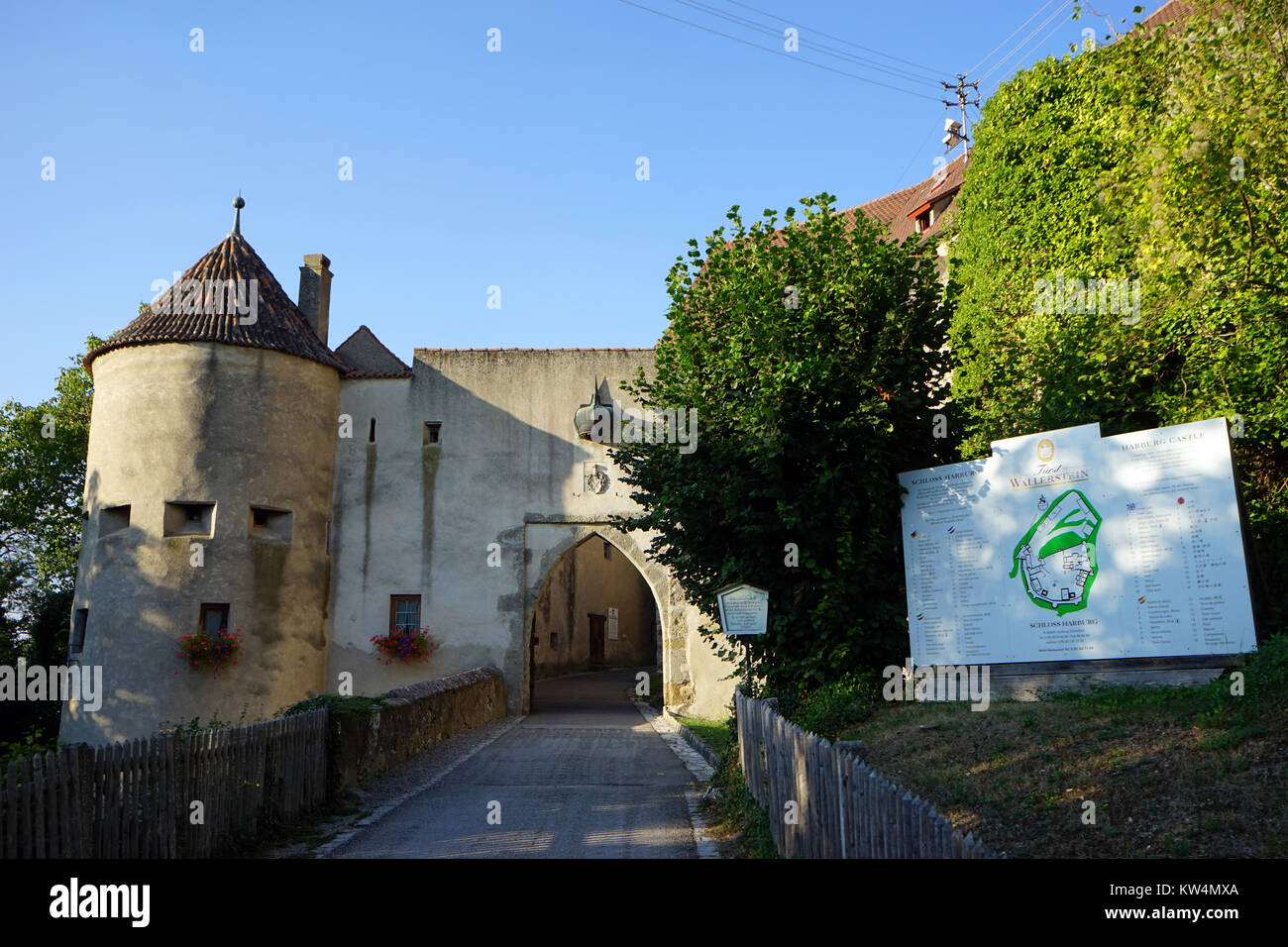 HARBURG, GERMANY - CIRCA AUGUST 2015 Tower and gate of Schloss Harburg ...