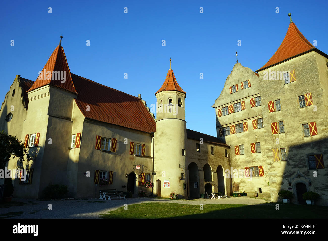 HARBURG, GERMANY - CIRCA AUGUST 2015 Inner yard of Schloss Harburg ...