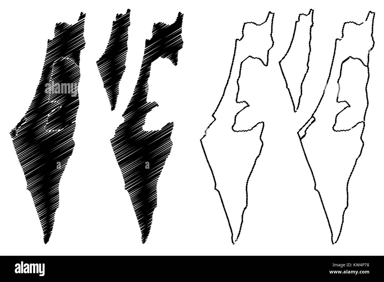 Israel map vector illustration, scribble sketch State of Israel, West ...