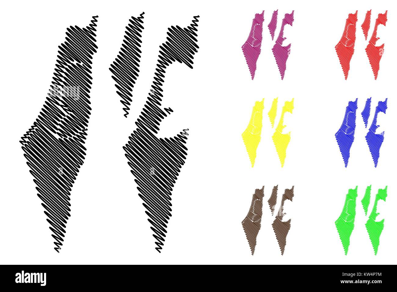Israel map vector illustration, scribble sketch State of Israel, West ...