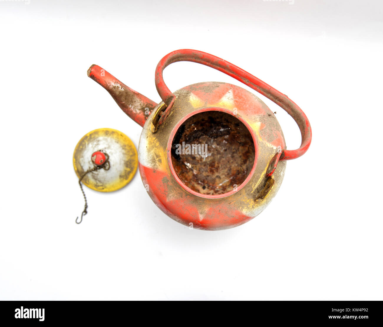 colorful vintage dirty and dusty teapot,image of a Stock Photo - Alamy