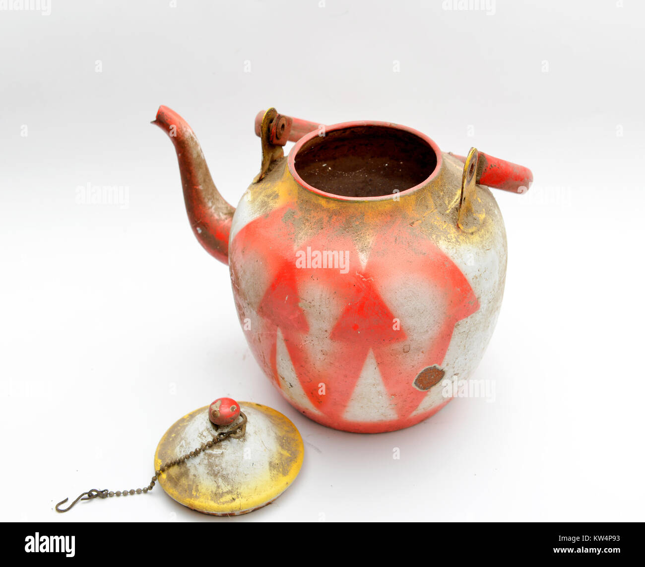 colorful vintage dirty and dusty teapot,image of a Stock Photo - Alamy