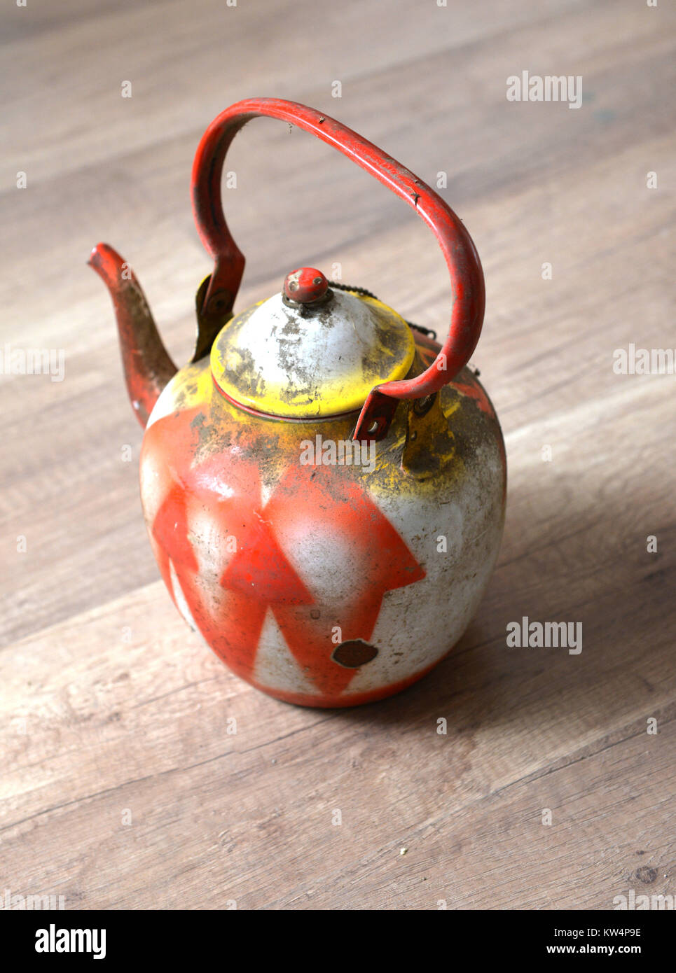 colorful vintage dirty and dusty teapot,image of a Stock Photo - Alamy