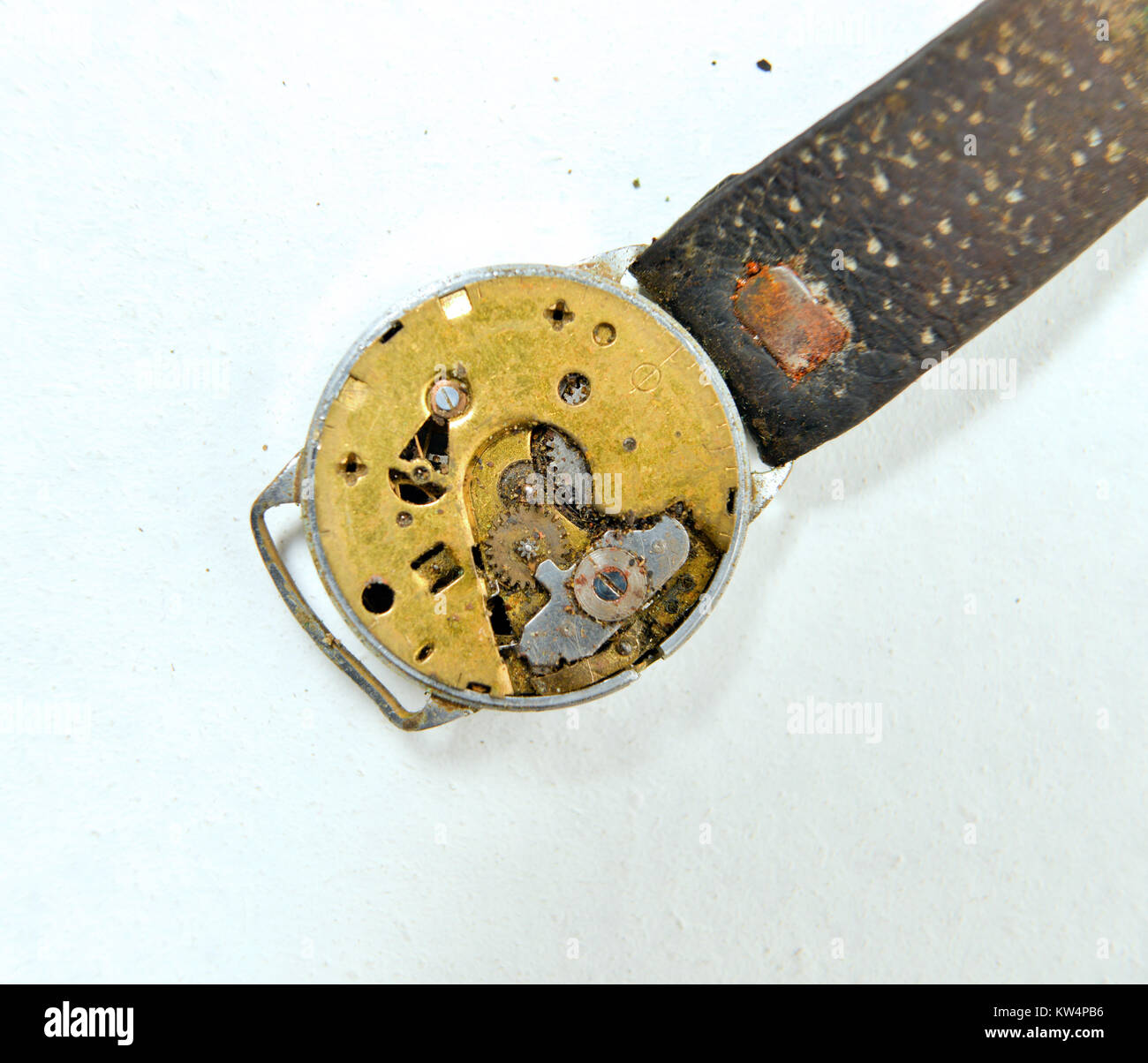 rusty old clock mechanism on white background,image of a Stock Photo ...