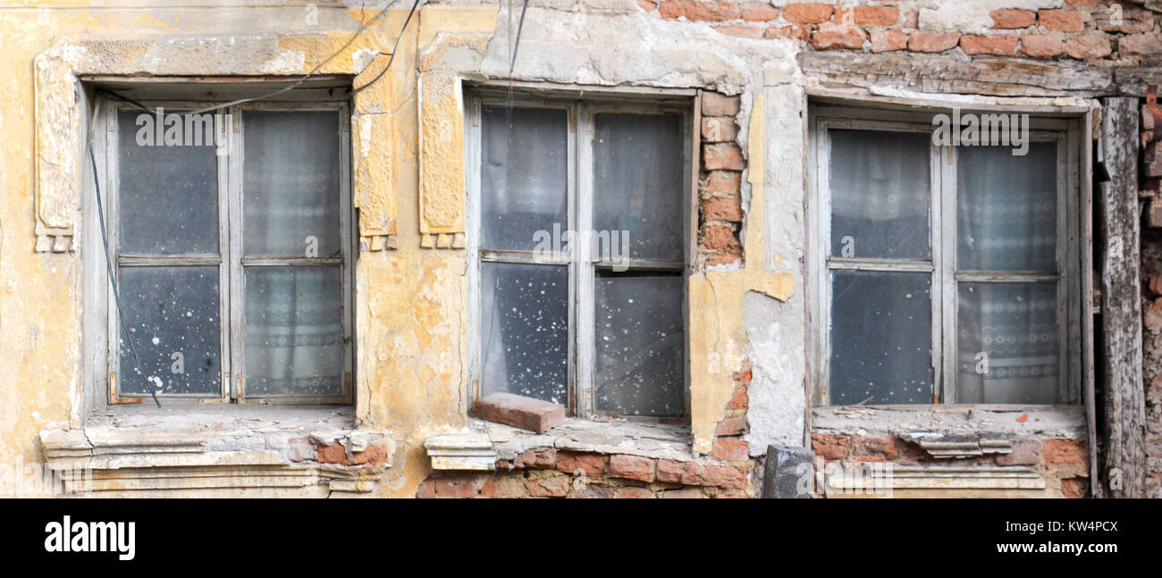windows of an old ruined house,image of a Stock Photo - Alamy