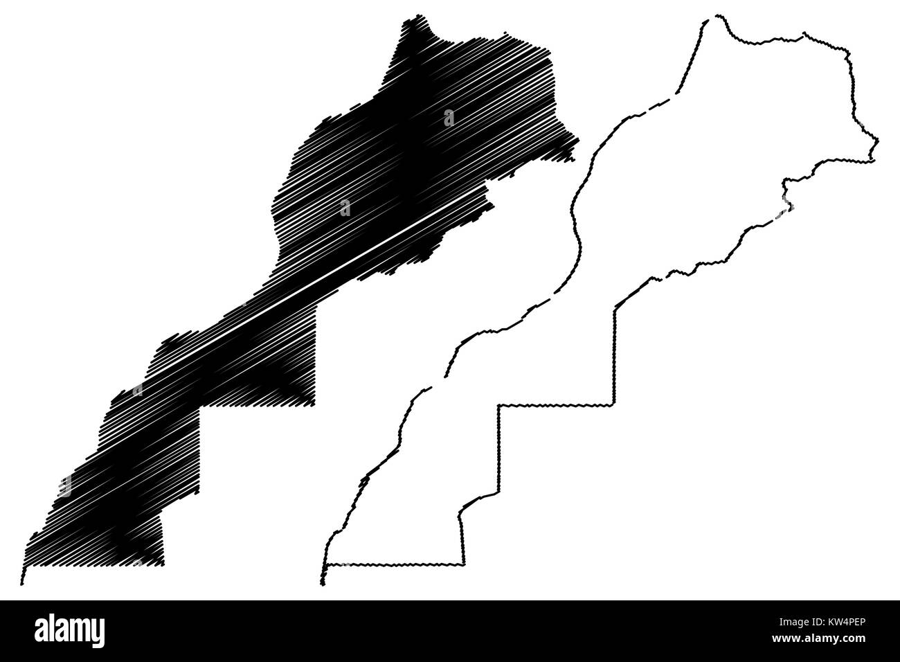 Morocco and Western Sahara map vector illustration, scribble sketch ...