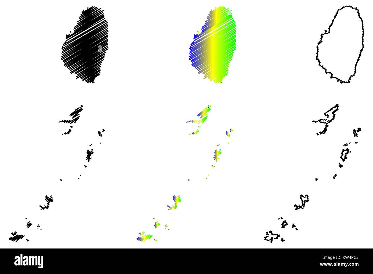 Saint Vincent and the Grenadines map vector illustration, scribble ...
