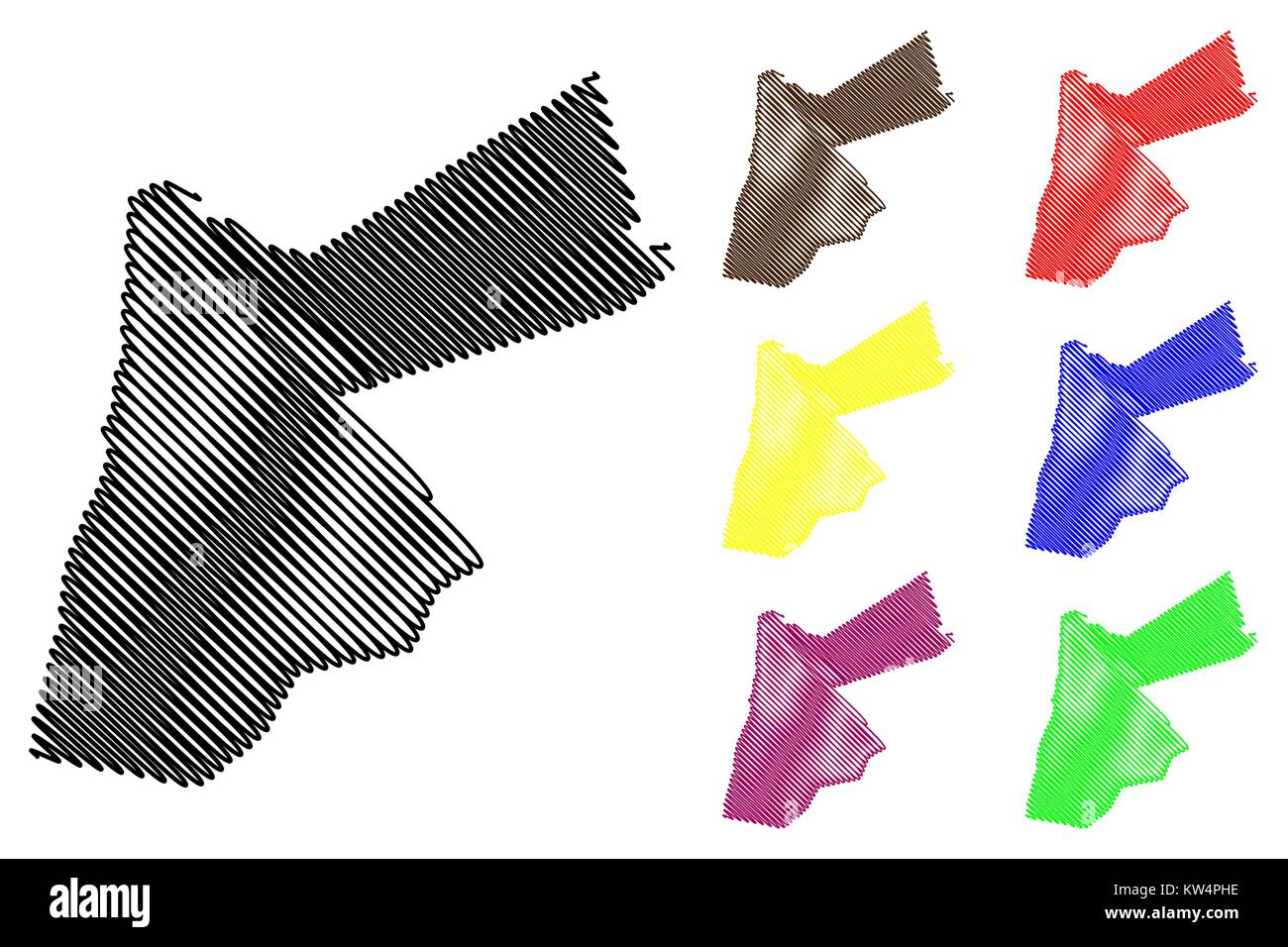 Jordan map vector illustration, scribble sketch The Hashemite Kingdom ...