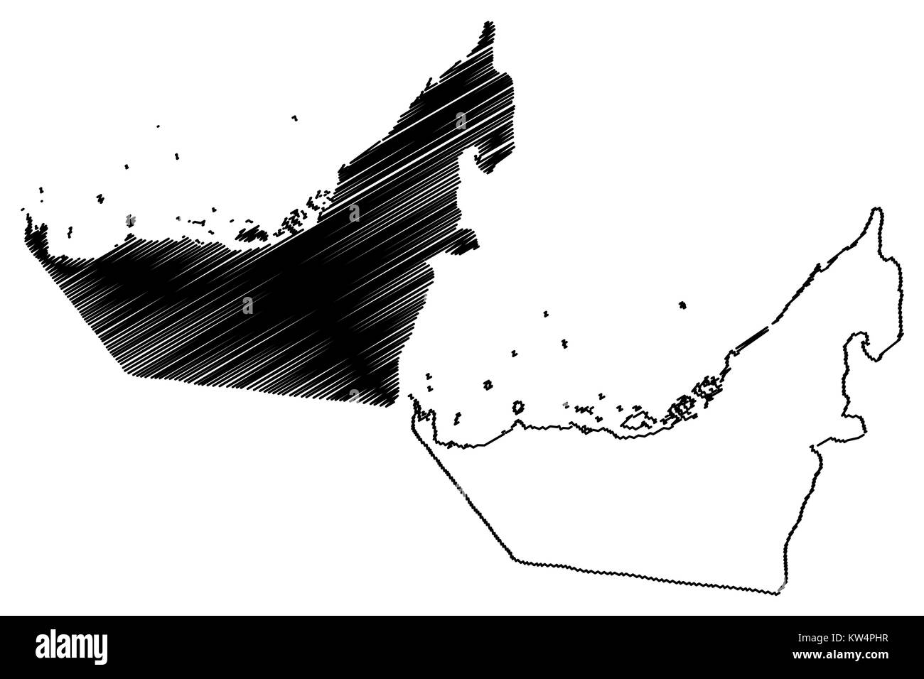 United Arab Emirates map vector illustration, scribble sketch UAE Stock ...