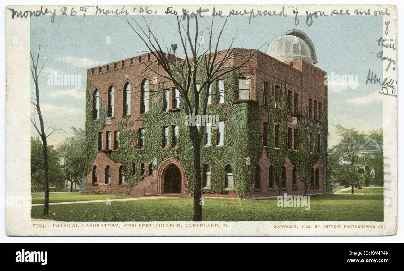Physical laboratory exterior overgrown with ivy, Adalbert College ...