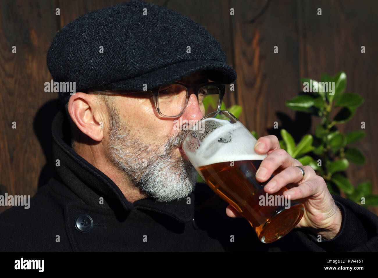 Pic shows: Man drinking pint outside Craven Arms, Appletreewick Pic by ...