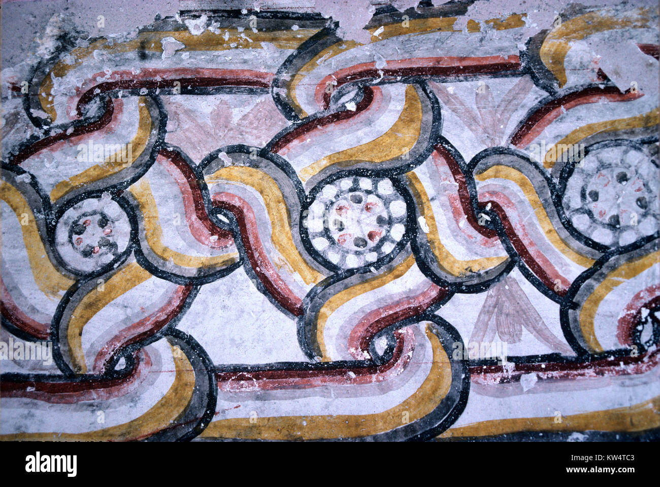 Iconoclastic Geometric Byzantine Fresco or Wall Painting, c8th, in the ...